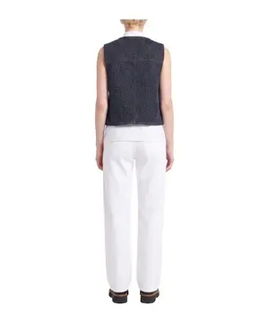 GANNI Textured Dark Wash Denim Vest
