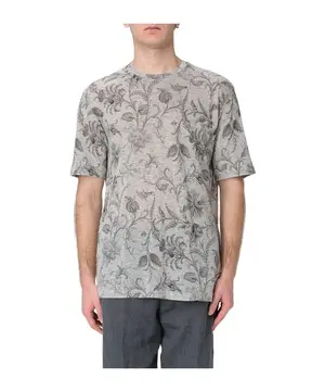 Etro Floral-printed Crewneck T-shirt - Gray