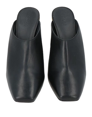 Chloé Square Toe Block Heel Leather Mules