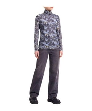GANNI Floral Print Turtleneck Top