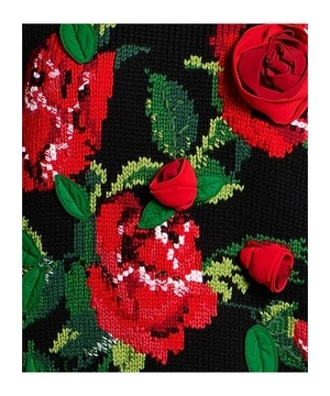 Dolce & Gabbana Floral Appliqué Turtleneck Heavy Knit Sweater
