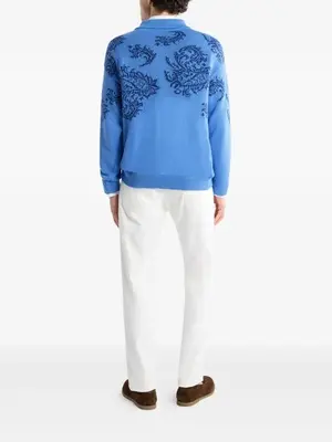 Etro Cotton Jacquard Polo Sweater With Inlays