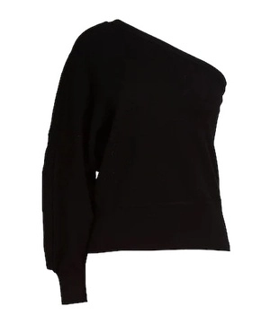 Max Mara Solid Color Knit One-shoulder Top - Black