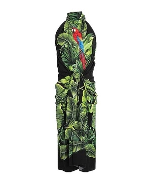 Dolce & Gabbana Sleeveless Printed Crepe Dress - Black