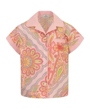 Etro Cotton Poplin Shirt With Paisley Print - Pink