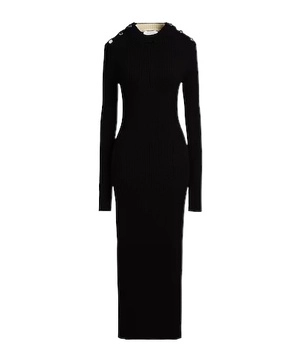 Sportmax Slim-fit Ribbed Knit Long Sleeve Midi Dress - Black
