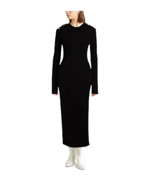 Sportmax Slim-fit Ribbed Knit Long Sleeve Midi Dress