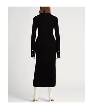 Sportmax Slim-fit Ribbed Knit Long Sleeve Midi Dress