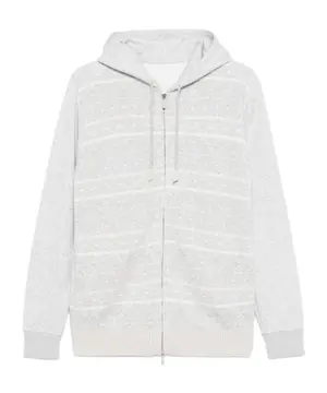 Eleventy Patterned Wool Hoodie - Light Gray