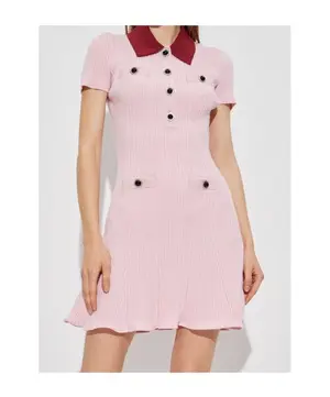 SELF-PORTRAIT Knitted Mini Dress With Contrast Collar