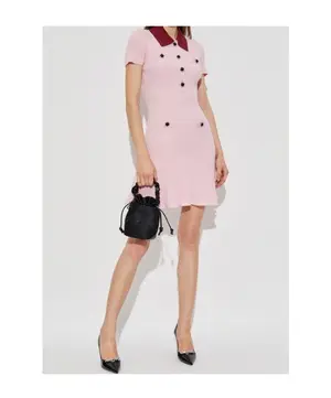 SELF-PORTRAIT Knitted Mini Dress With Contrast Collar
