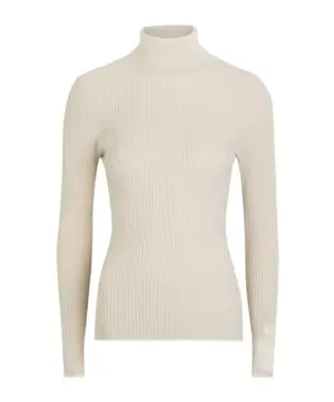 Varley Ravena Ribbed Roll-neck Long Sleeve Top - Silver Birch