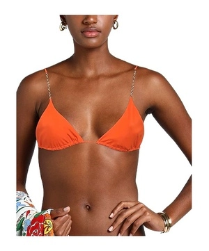 Saint Laurent Triangle Bikini Top With Appliqués