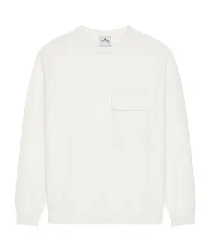COURREGES Chest-pocket Crew-neck Sweater - Inheriting White
