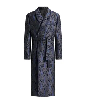Etro Chenille Jacquard Robe Coat With Metallic Paisley Motif
