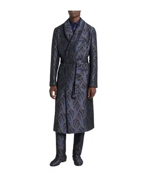 Etro Chenille Jacquard Robe Coat With Metallic Paisley Motif