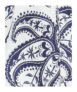 Farm Rio Paisley Print Linen Crop Top With Square Neckline And Shirred Back