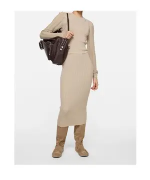 Acne Studios Long Sleeve Midi Dress With Contrasting Ribbed Vest - Light Brown