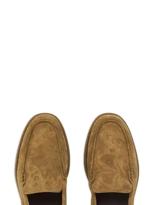Etro Printed Suede Slip-on Loafers - Brown