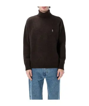 SPORTY  RICH Sporty & Rich Turtleneck Knitted Jumper With Embroidered Logo