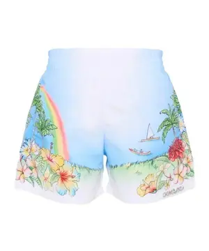 Casablanca Floral Print Swim Shorts - White