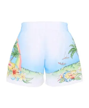 Casablanca Floral Print Swim Shorts - White