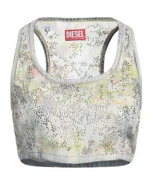 DIESEL® Cropped Embellished Denim Vest - Blue