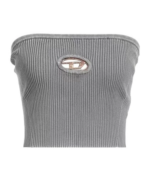 DIESEL® Ribbed Knit Strapless Tube Top - Grey