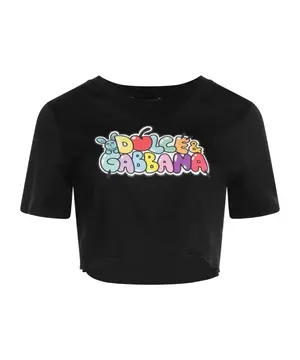 Dolce & Gabbana Print Crop Tops - Black