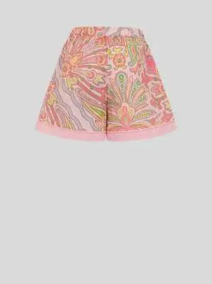 Etro Cotton Poplin Shorts With Scarf-inspired Print