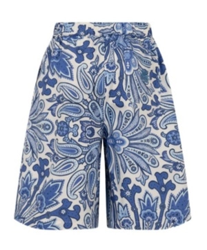 Etro Cotton Poplin Bermuda Shorts With Scarf-inspired Print