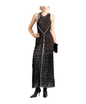 DIESEL® Sleeveless Linen Knit Maxi Dress With Embroidered Logo