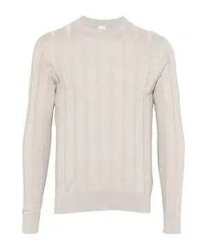 Eleventy Ribbed Round-neck Sweater - Beige