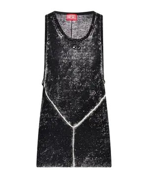 DIESEL® Sleeveless Knit Top - Black