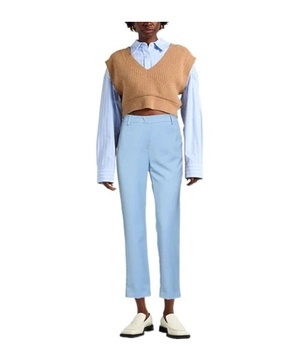 Max Mara Plain Cool Wool Tapered Trousers - Blue