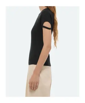 Helmut Lang Cutout Sleeve Ribbed Top - Black