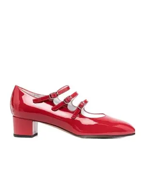 CAREL Patent Leather Mid Heel Mary Janes - Red