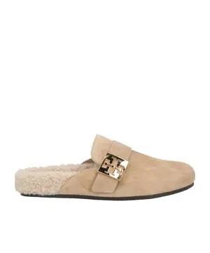 Tory Burch Mules With Wool Lining And Buckle Detail - Nude