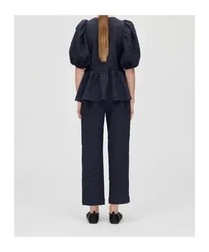 Stine Goya Puff Sleeve Ruffle Hem Top