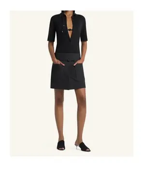 COURREGES Short-sleeved Merino Wool Polo With Embroidered Logo - Black