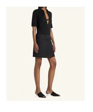 COURREGES Short-sleeved Merino Wool Polo With Embroidered Logo - Black