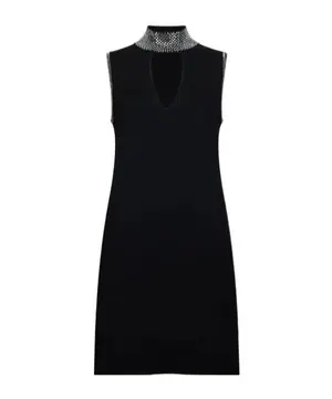 Liu Jo Sleeveless High Neck Dress With Rhinestone Appliqu - Black