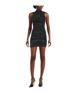 DIESEL® Two-tone Sleeveless Turtleneck Knit Dress