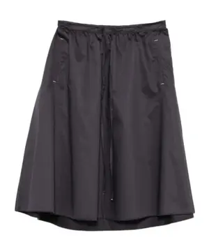 LOW CLASSIC Drawstring Cotton Midi Skirt - Navy Blue