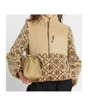 Tory Burch Logo Fleece Zip Jacket