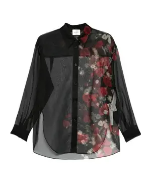 Khaite Floral Sheer Shirt - Black
