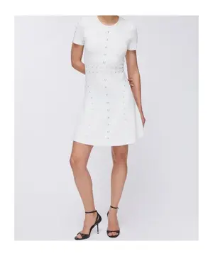 Liu Jo Studded Knit Mini Dress - White Wool