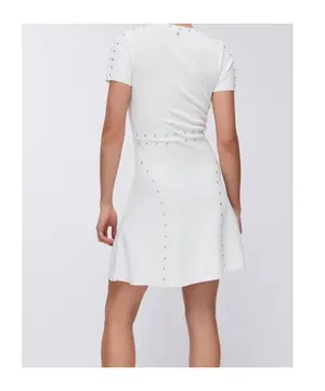 Liu Jo Studded Knit Mini Dress - White Wool