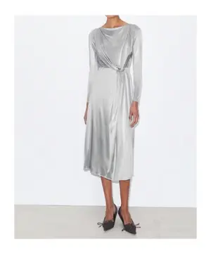 Tory Burch Ruched Long Sleeve Midi Dress