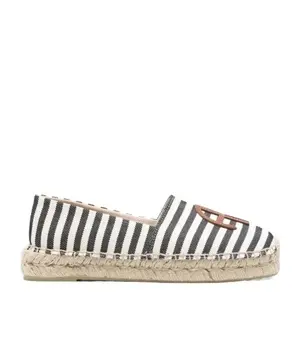 ANINE BING Paloma Striped Logo Espadrilles - Nude